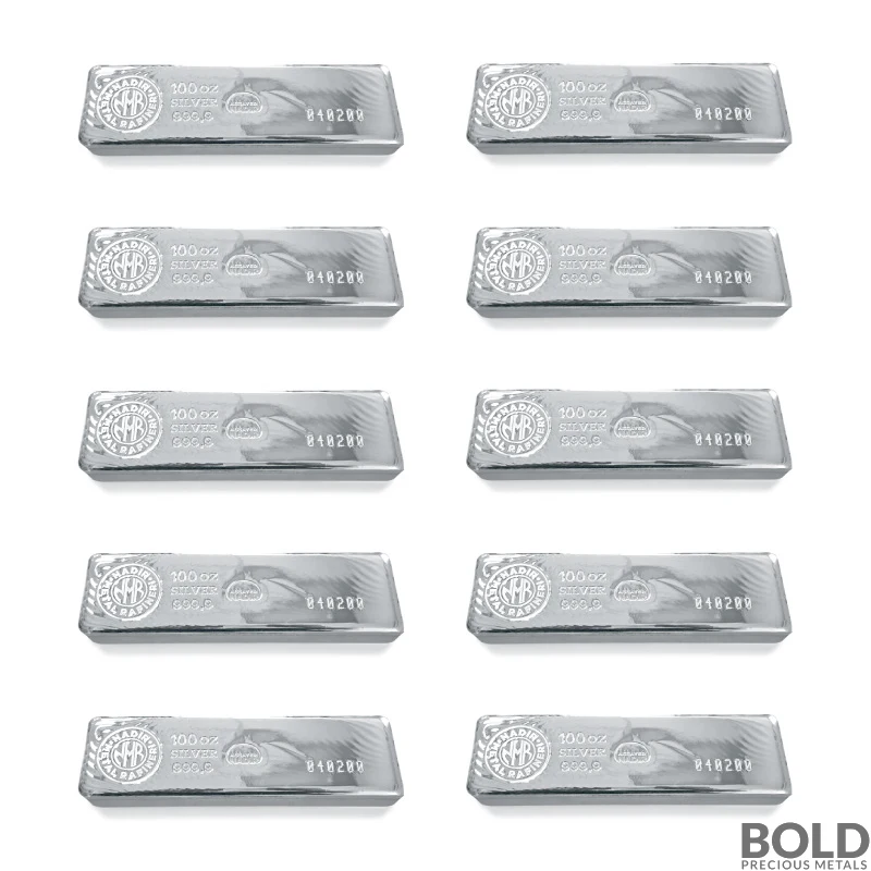 100 oz Nadir Silver Bar - Lot of 10