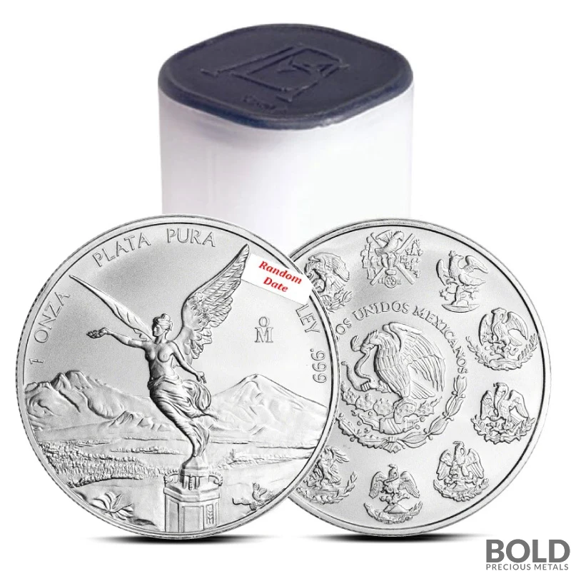 Tube of 25 - Random Date 1 oz Mexican Libertad Modern Design Silver Coin BU