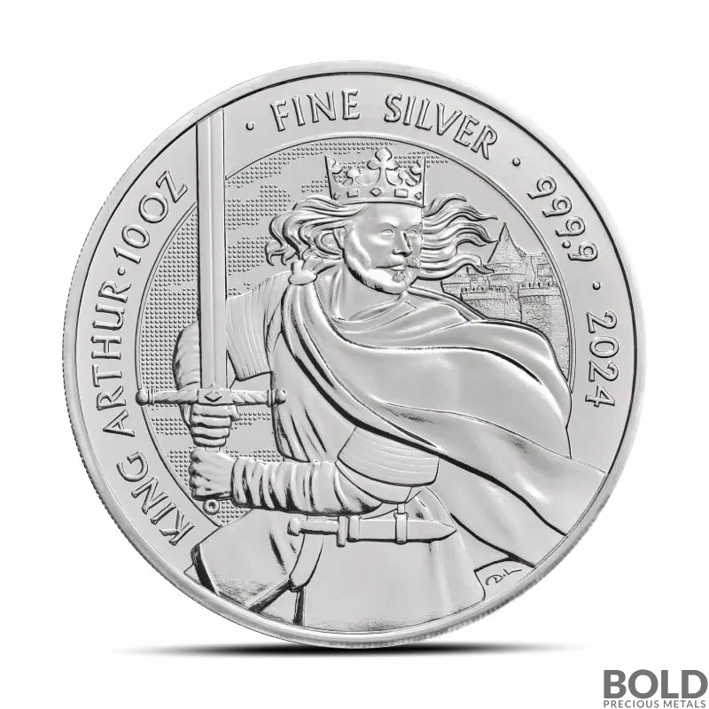 2024 10 oz British Myths & Legends King Arthur Silver Coin (BU)