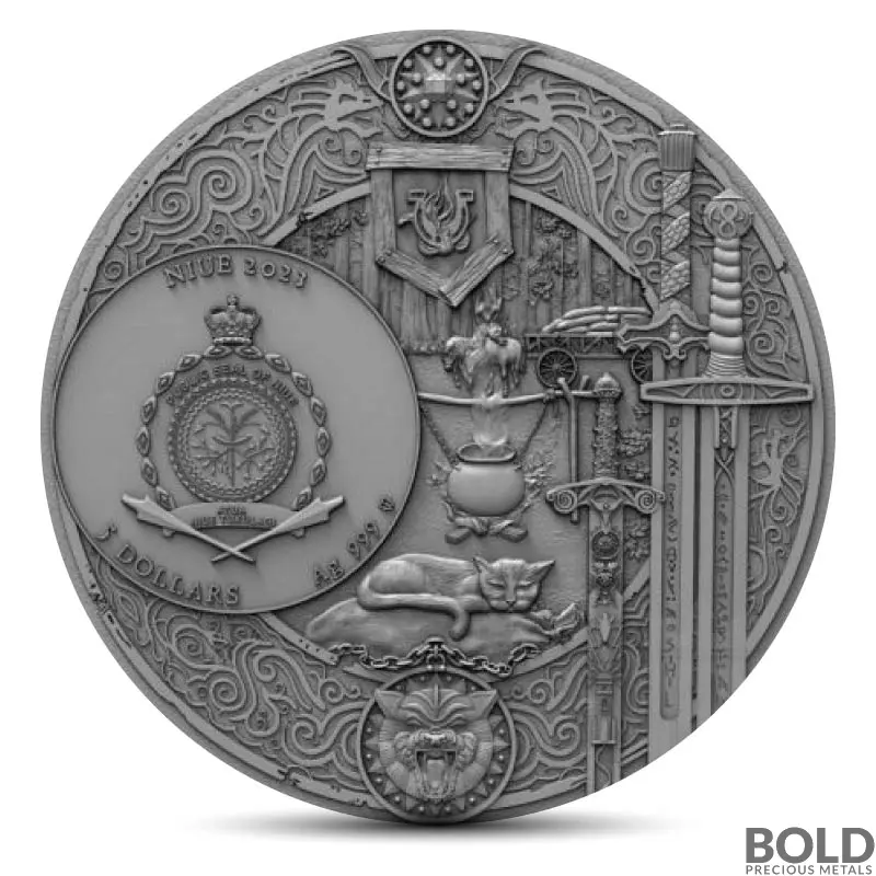 2023 2 oz The Witcher: Baptism of Fire Silver Coin (Antique HR)