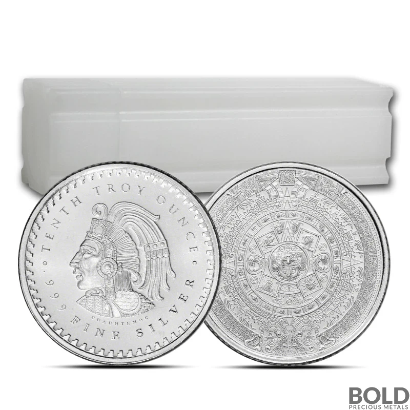 1/10 oz Aztec Calendar Silver Round .999 Fine (Tube of 50)
