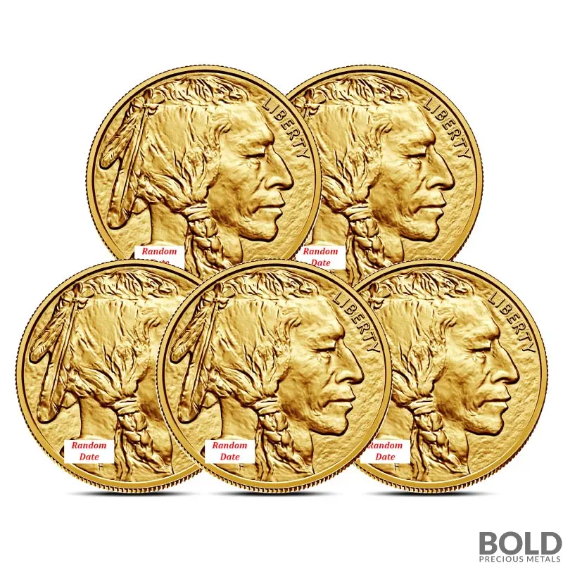 1 oz American Buffalo Gold Coin BU (Random, Lot of 5)