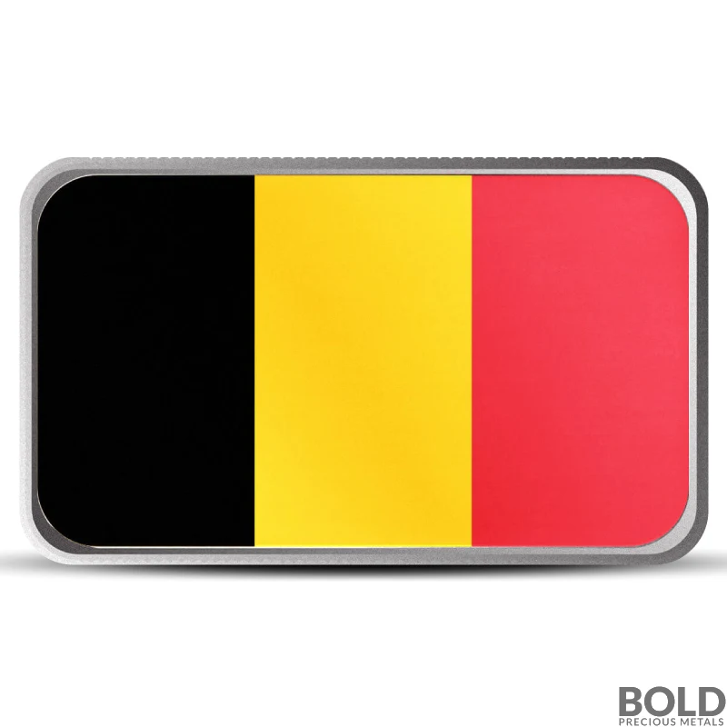 1 oz Belguim Country Flag Silver Bar (Colored)