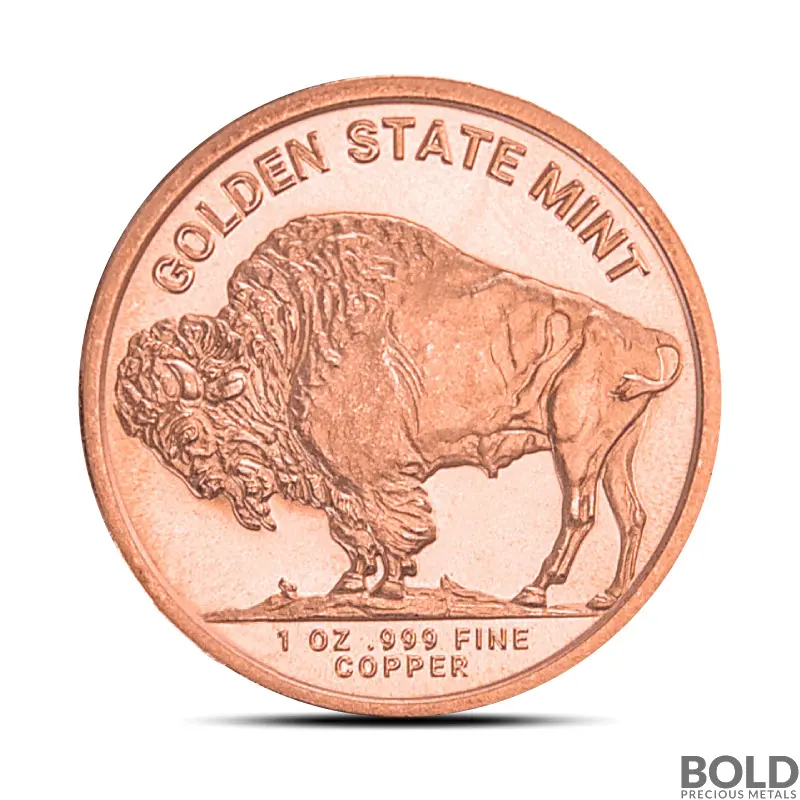1 oz Golden State Mint Buffalo Copper Round (Box of 500)