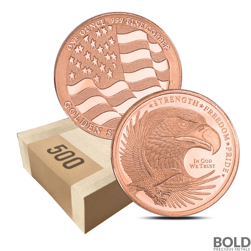 1 oz Golden State Mint Eagle Copper Round (Box of 500)