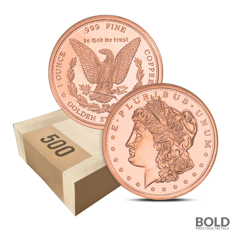 1 oz Golden State Mint Morgan Copper Round (Box of 500)