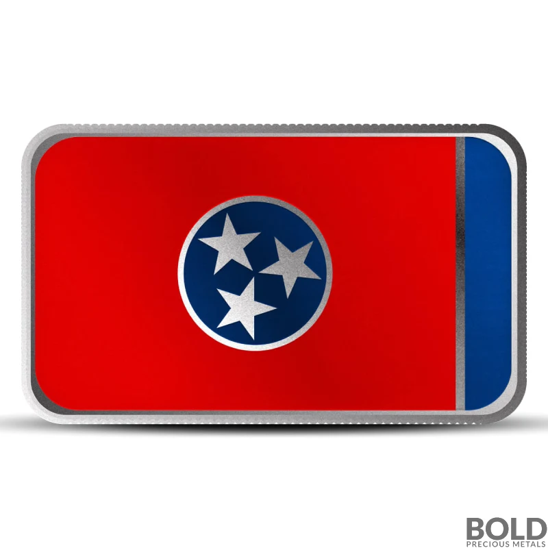 1 oz Tennessee State Flag Silver Bar (Colored)