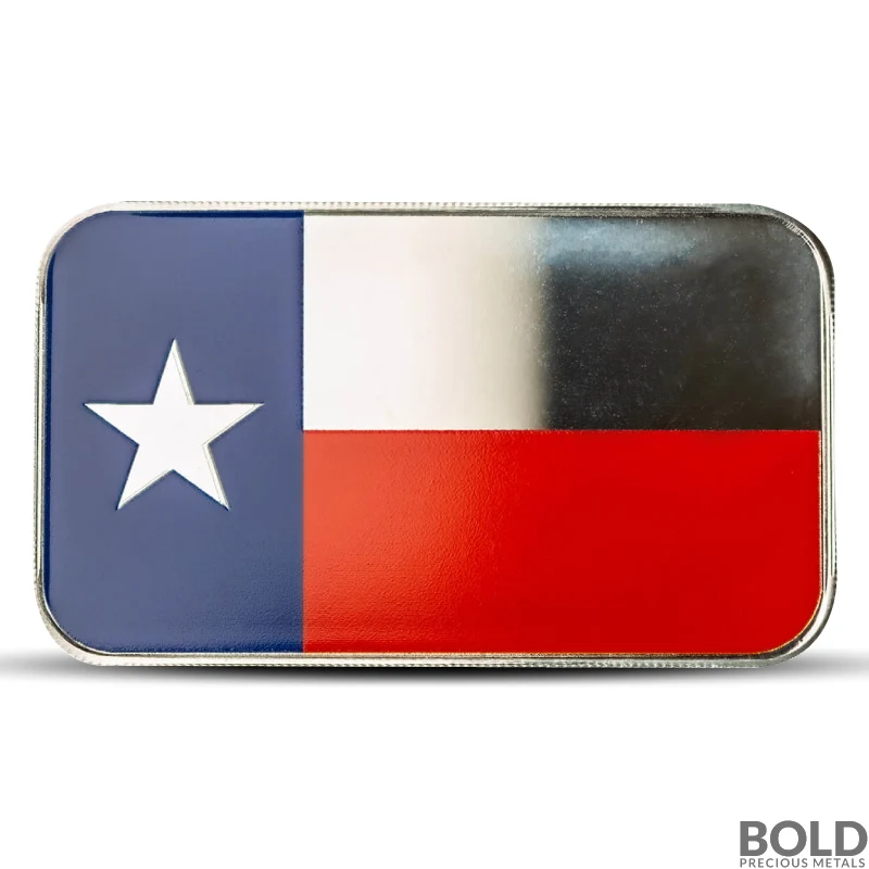 1 oz Texas State Flag Silver Bar (Colored)