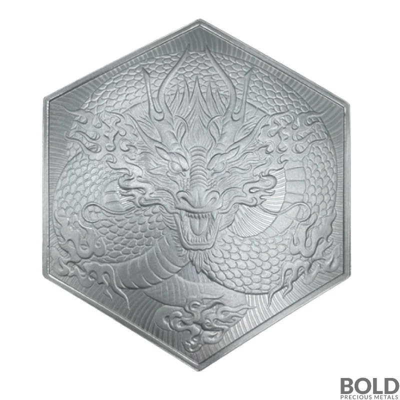 10 oz Dragon Hexagonal Silver Bar