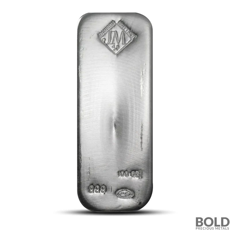 1000 oz Silver - 10 x 100 oz Johnson Matthey Silver Bars