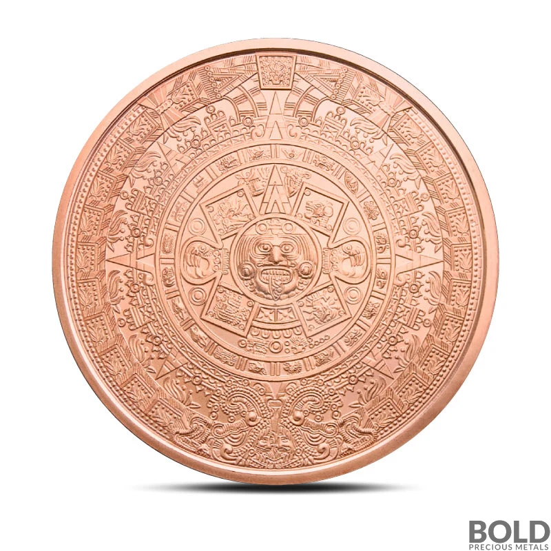 2 oz Aztec Calendar Copper Round - Tube of 25