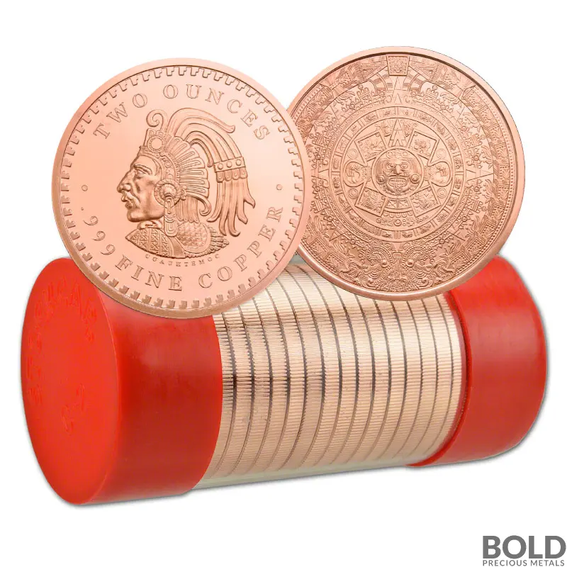 2 oz Aztec Calendar Copper Round - Tube of 25