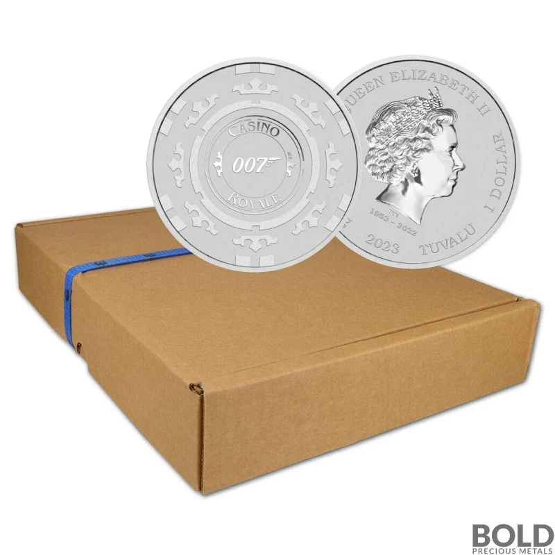2023 1 oz James Bond Casino Royale Chip Silver Coin - Box of 100