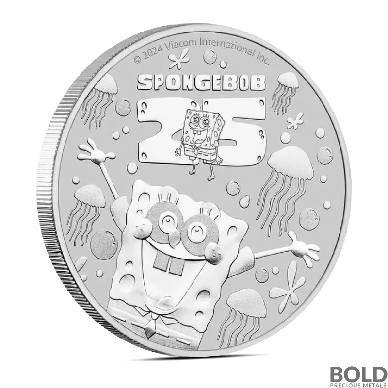 2024 1 oz Tuvalu Spongebob Squarepants 25th Anniversary Silver Coin (BU)