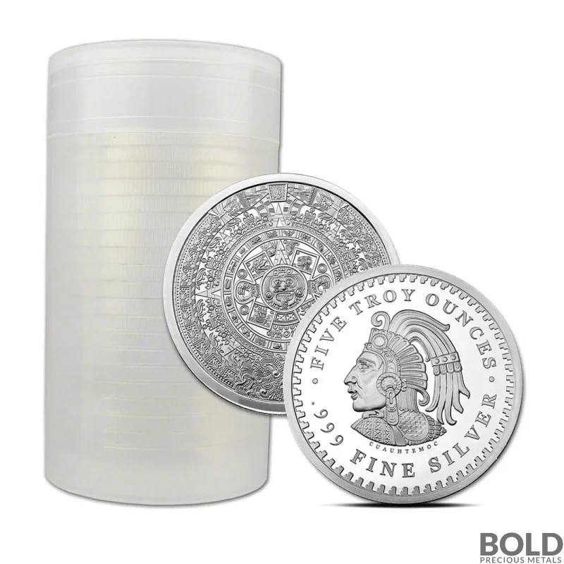 5 oz Aztec Calendar Silver Round .999 Fine (Tube of 20)