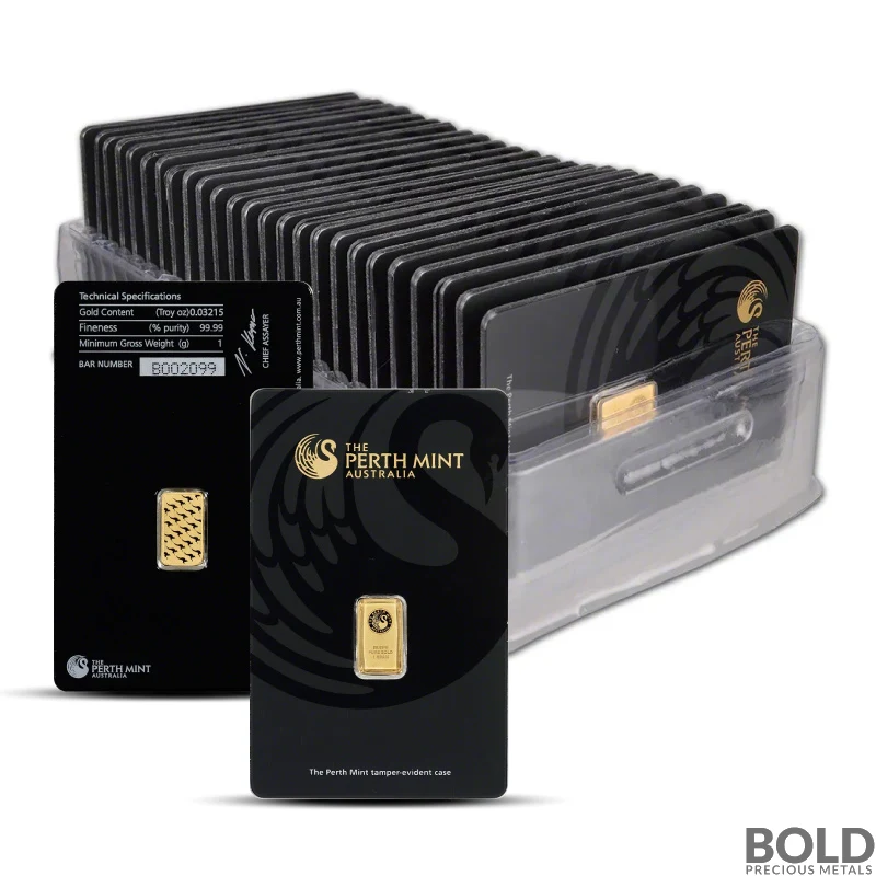 Box of 25 - 1 Gram Perth Mint Gold Bar