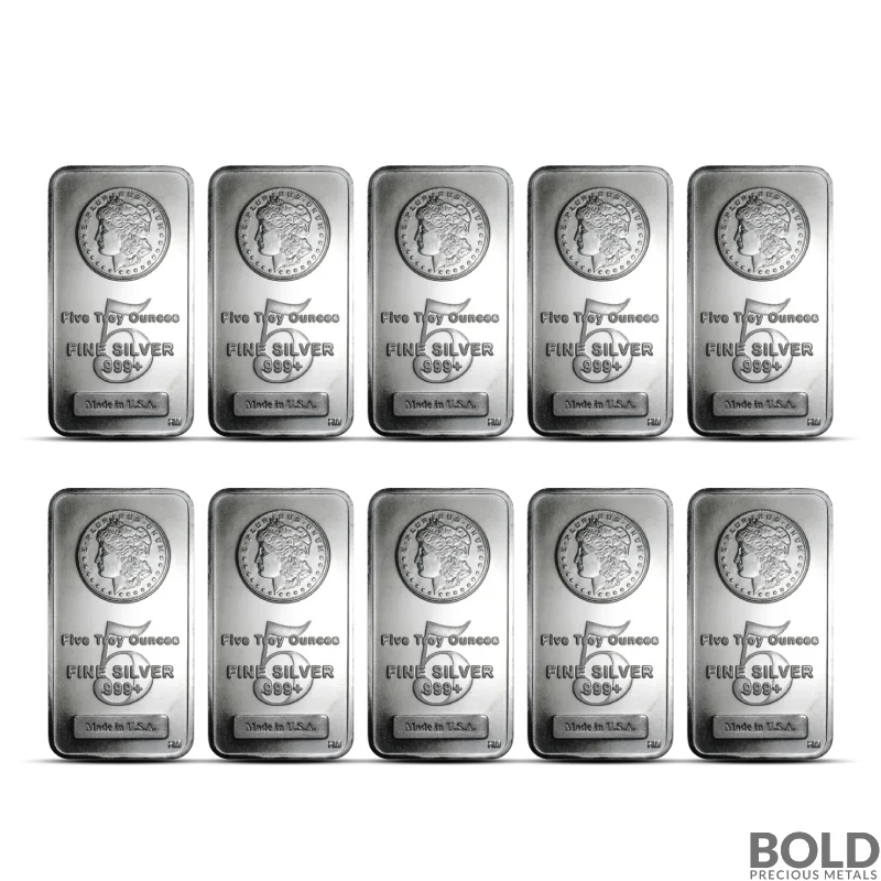 Highland Mint 5 oz Morgan Silver Bar - Lot of 10