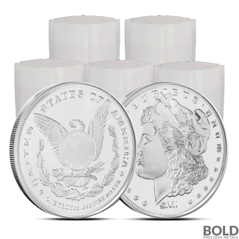 Lot of 100 - 1 oz Sunshine Mint Morgan Silver Round - 5 Tubes of 20