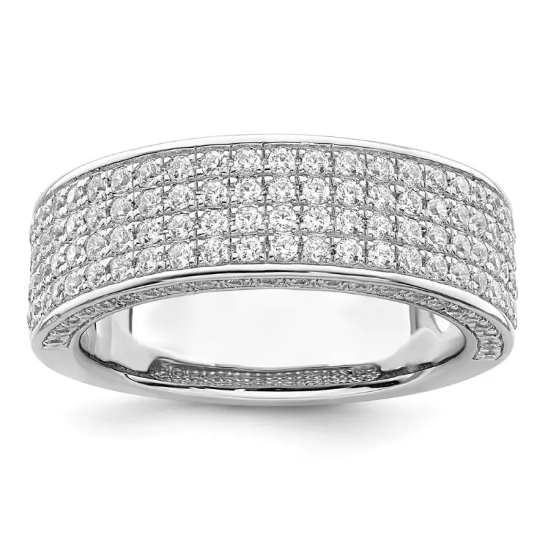 Rhodium-finished 142 Stone Micro Pav‚ CZ Ring