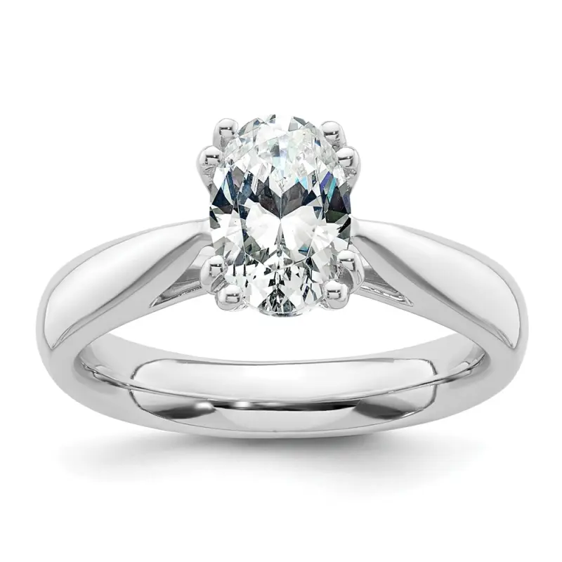 14kw True Light Moissanite Oval Solitaire Eng. Ring