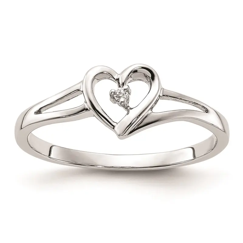 First Promise White Gold Heart .01 Carat Round Diamond Promise ...