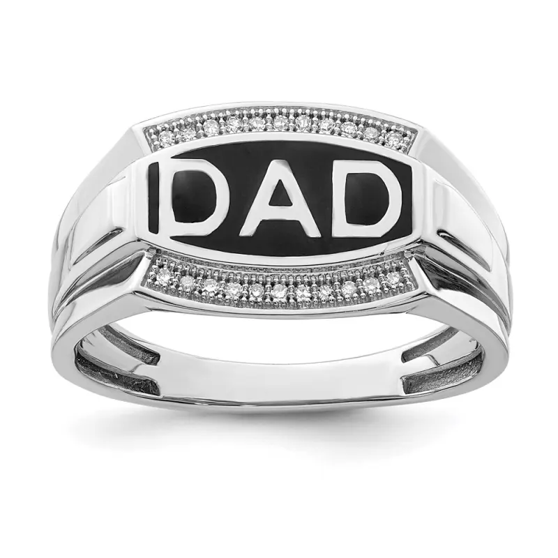 Sterling Silver Rhodium finished Diamond Men's DAD Ring