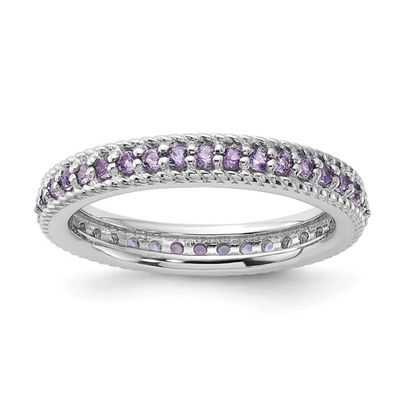 Sterling Silver Stackable Expressions Polished Amethyst Eternity Ring