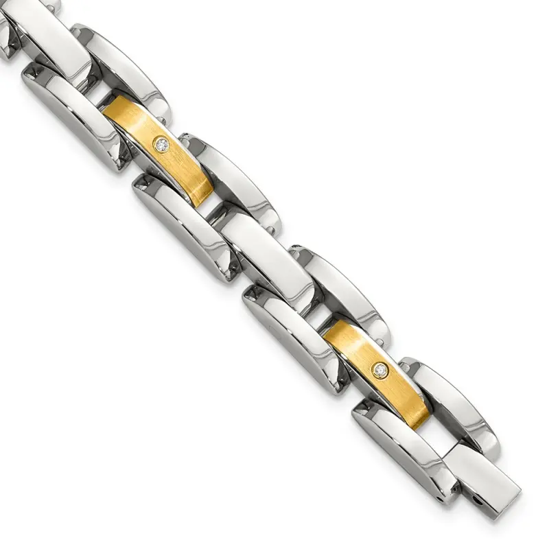 Chisel Stainless Steel with 14k Gold Accent with 1/10 carat Diamond ...
