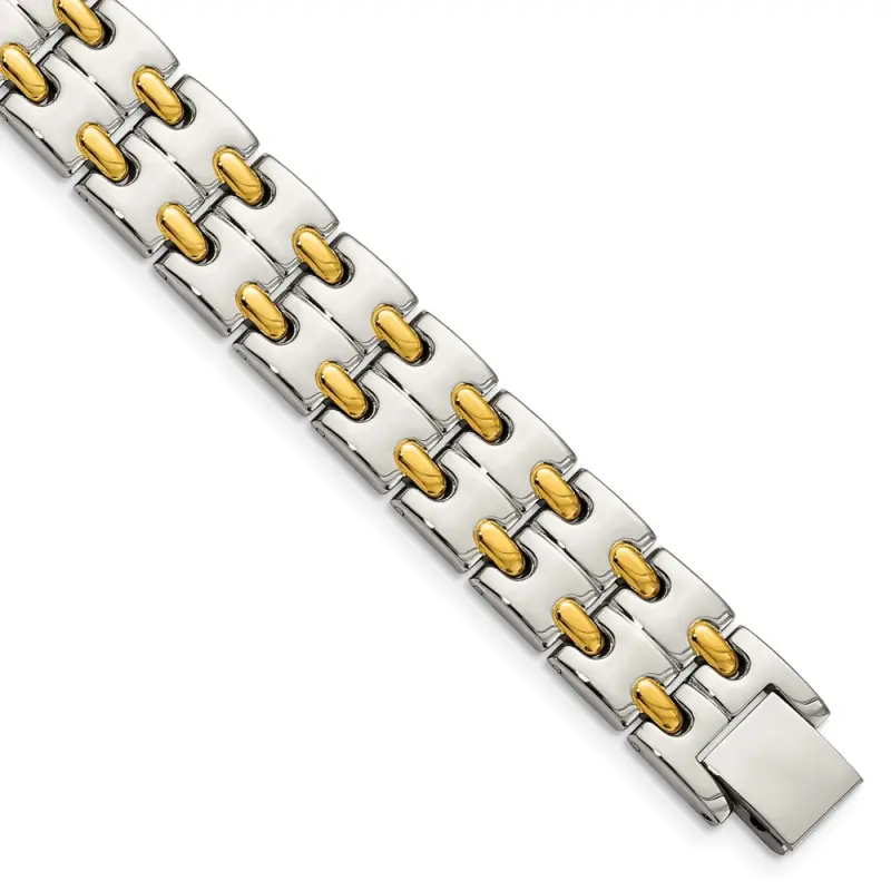 Chisel Stainless Steel Polished Yellow IP-finished 8.5 inch Link ...