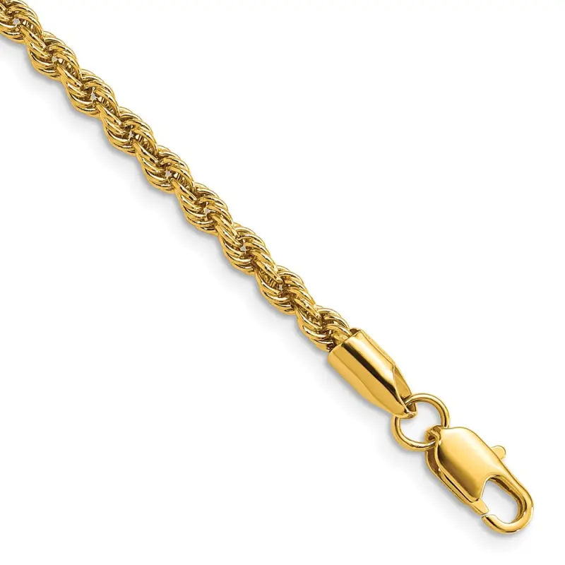 Kelly Waters Gold-finished 3mm Diamond Cut French Rope 24 inch Chain