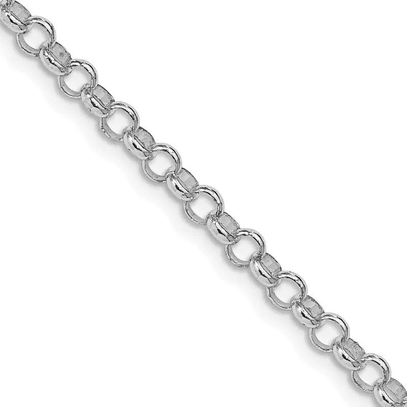 Sterling Silver Rhodium-finished 4mm Rolo Chain (8.16 GM)