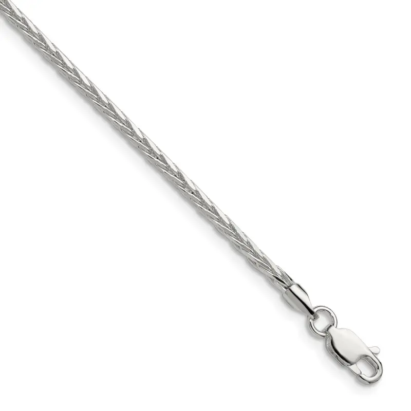 Sterling Silver 2.5mm Diamond-cut Square Spiga Chain