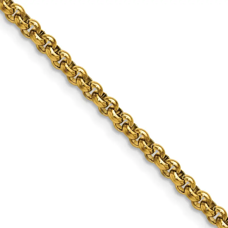 Chisel Stainless Steel Polished Yellow IP-finished 3mm 24 inch Rolo Chain