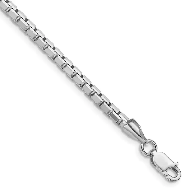 Sterling Silver Rhodium-finished 2.9mm 8 Sided Diamond-cut Box Chain ...