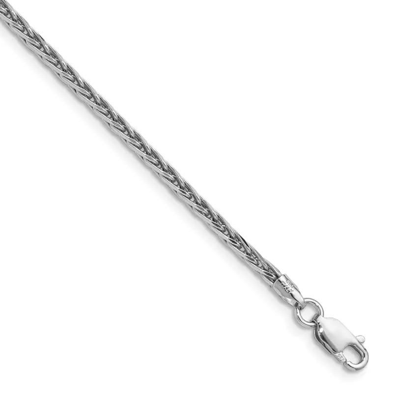 Sterling Silver Rhodium-finished 2.5mm Diamond-cut Square Spiga Chain