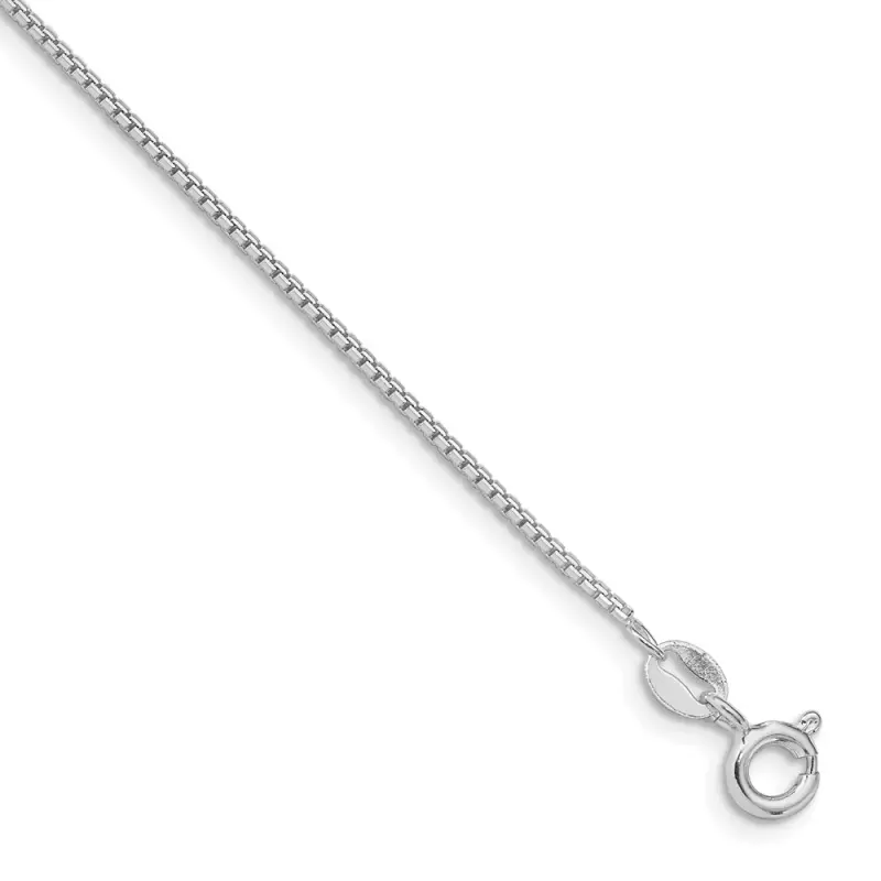 Sterling Silver Rhodium-finished 1.5mm 8 Sided Diamond-cut Box Chain