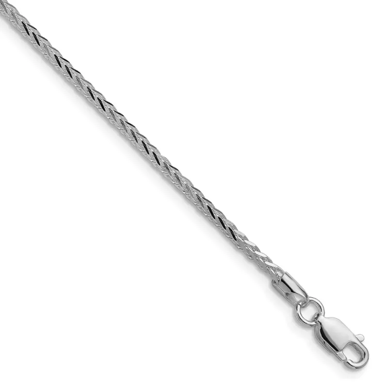 Sterling Silver Rhodium-finished 2.0mm 8 Sided D/C Double Spiga Chain