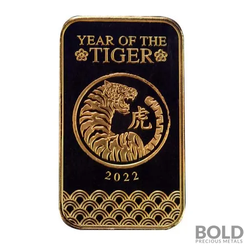 2022 1 oz Scottsdale Year of the Tiger Gold Bar | BOLD Precious Metals