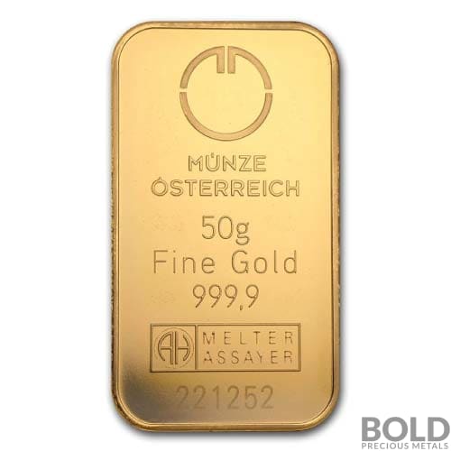 50 Gram Austria Gold Bar | BOLD Precious Metal
