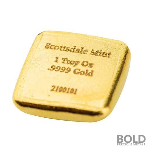Scottsdale Lion Gold Cast Bar 1 oz .9999 Pure Gold | BOLD