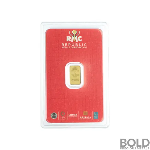1 Gram RMC Republic Gold Bar (In Assay) | BOLD Precious Metals