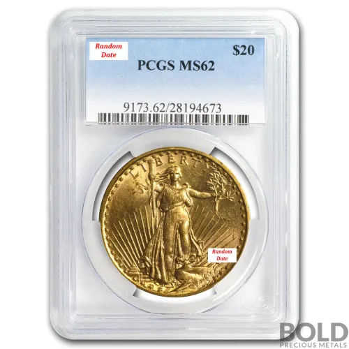 Gold $20 Saint Gaudens NGC/PCGS Graded Coin (MS62)