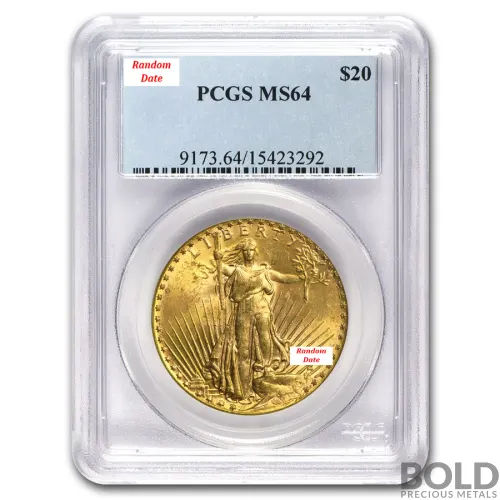 $20 Saint Gaudens Gold Coin (MS64, NGC/PCGS)
