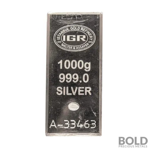 1 Kilo Istanbul Gold Refinery (IGR) Silver Bar | BOLD Precious Metals