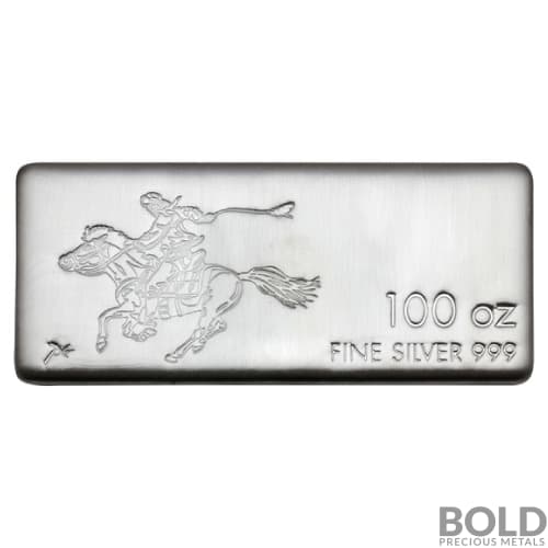 100 oz Silver SilverTowne Pony Express Cast Bar