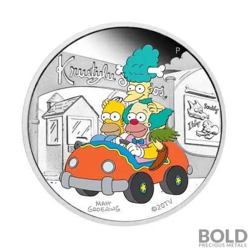 2022 1 oz Perth "Simpsons Krusty Lu Studios" Silver Proof Coin | BOLD Precious Metals