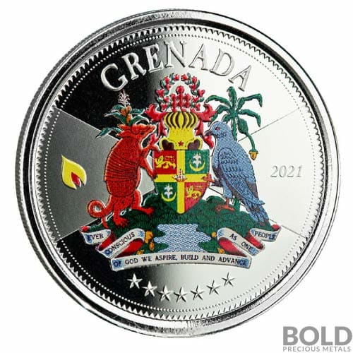 2021 1 oz EC8 Grenada: Coat of Arms Silver Proof (Colored) | BOLD ...