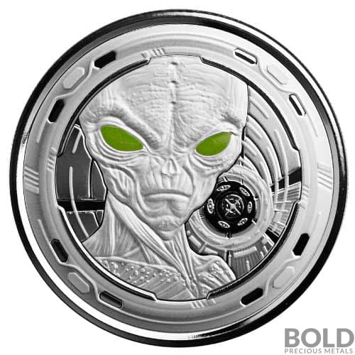 2022 1 oz Ghana Alien Silver Proof Coin (colored) | BOLD Precious Metals