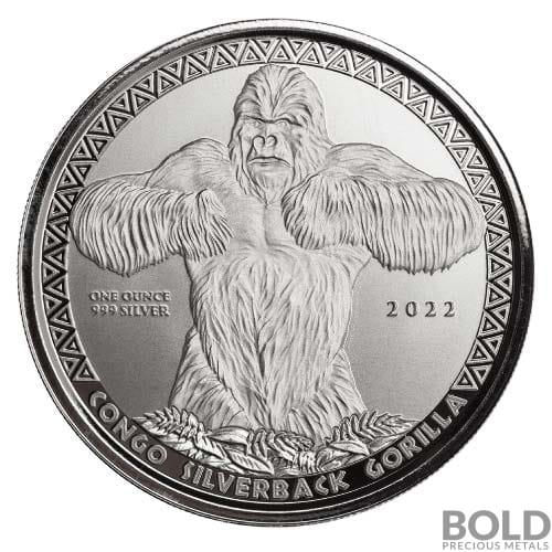 2022 1 oz Republic of Congo Gorilla Silver Coin | BOLD Precious Metals