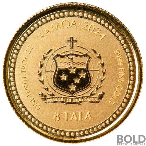 2024 1/10 oz Samoa Year of the Dragon Gold Coin (ProofLike)